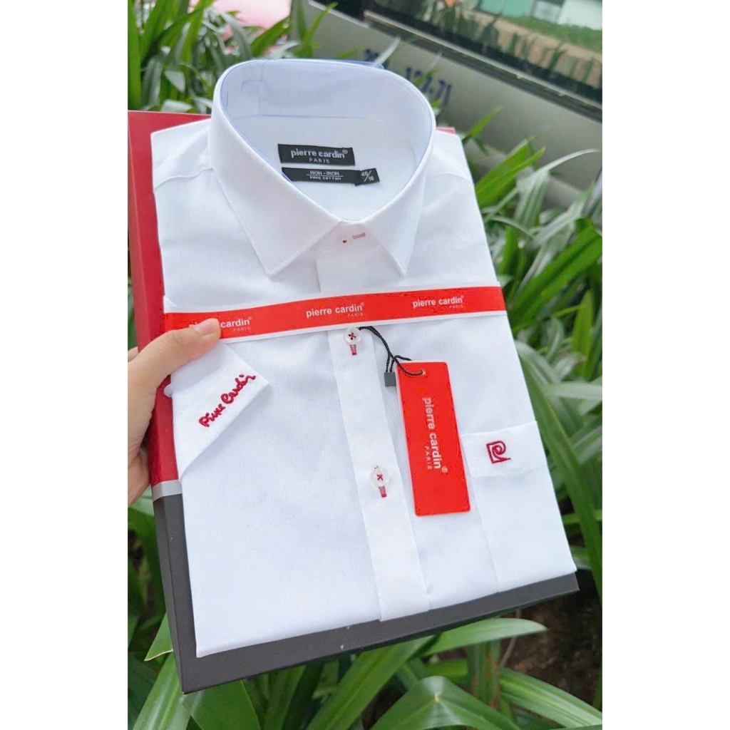 Áo sơ mi nam Pierre cardin xuất dư xuất hàn quốc, trắng ngắn tay, form ...