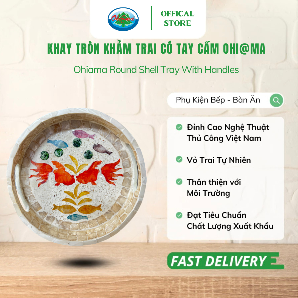 Khay Khảm Trai Tròn Có Tay Cầm Ohiama Round Shell Tray With Handles ...