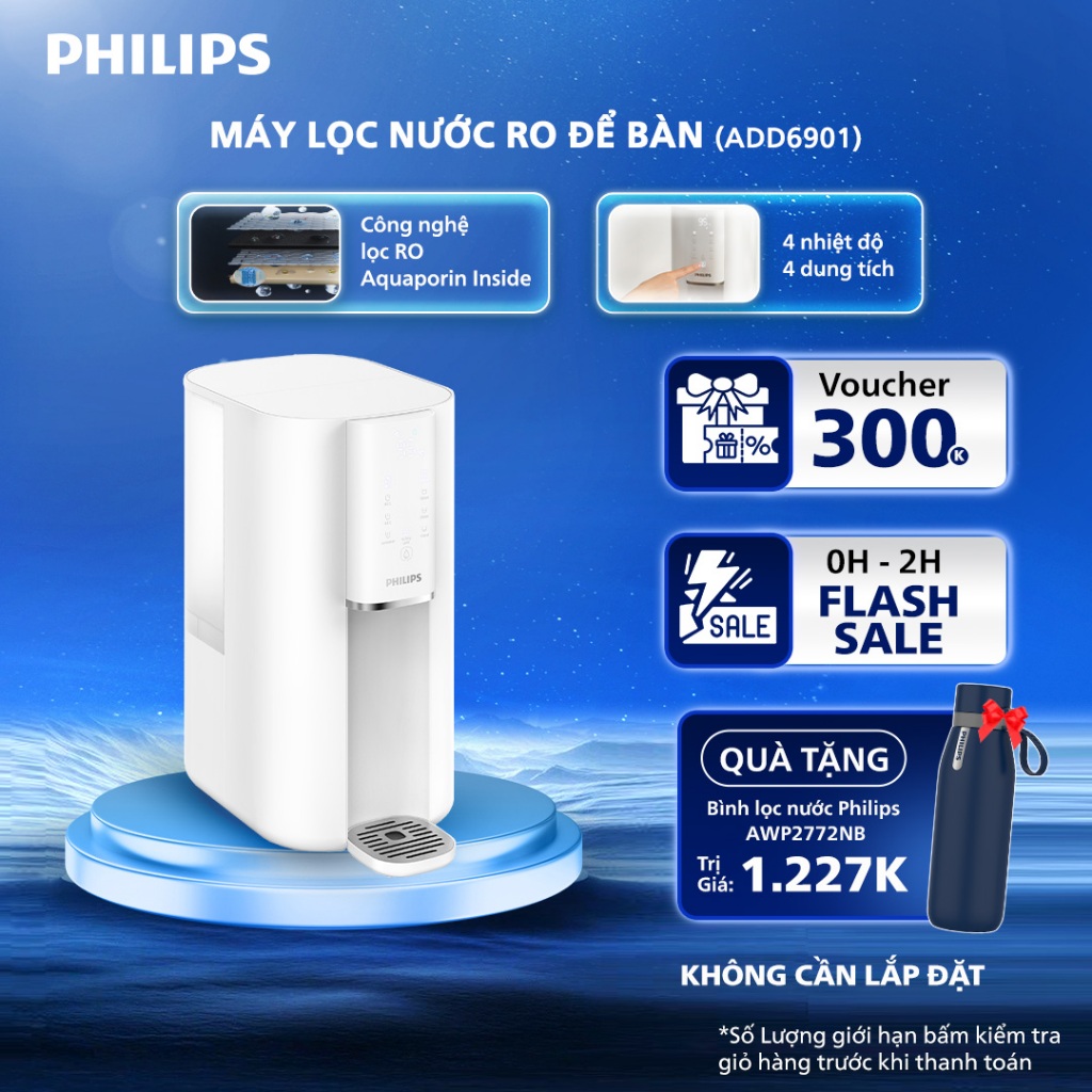 [HÀNG CHÍNH HÃNG] Máy lọc nước RO để bàn PHILIPS ADD6901 màu trắng ...