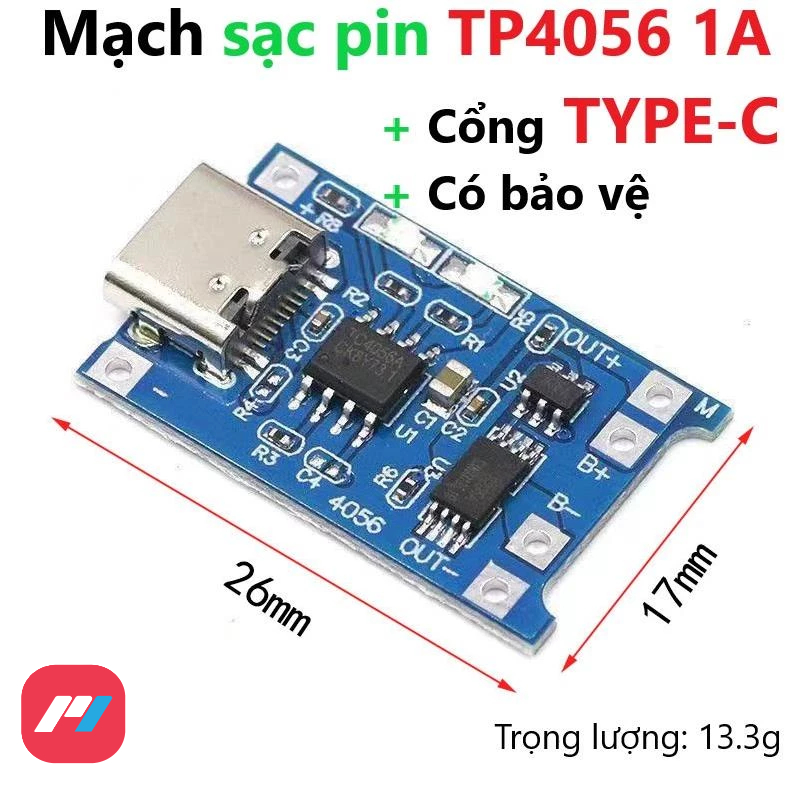 Mạch sạc pin TP4056 1A, Sạc Pin 18650, Lion 3V7- 4V2 Loại tốt có IC bảo ...