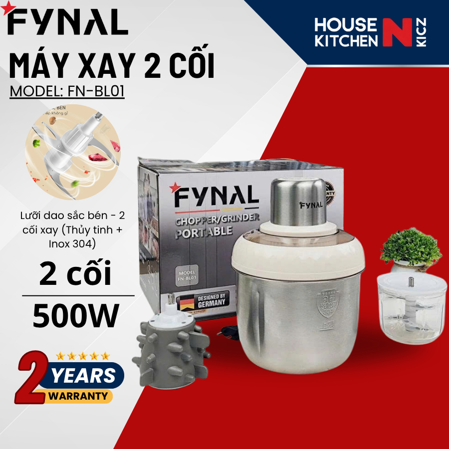 Máy xay thịt đa năng 2 cối Fynal FN-BL01 2.5L và 0.3L công suất 500W ...
