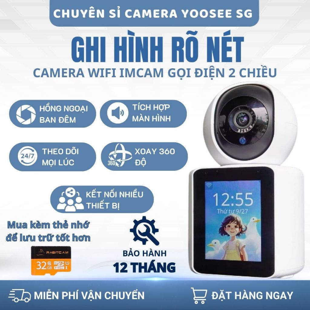 Camera Wifi Gọi Điện IMCAM C30 2K, Tích Hợp Màn Hình Lớn, Video Call 1 ...