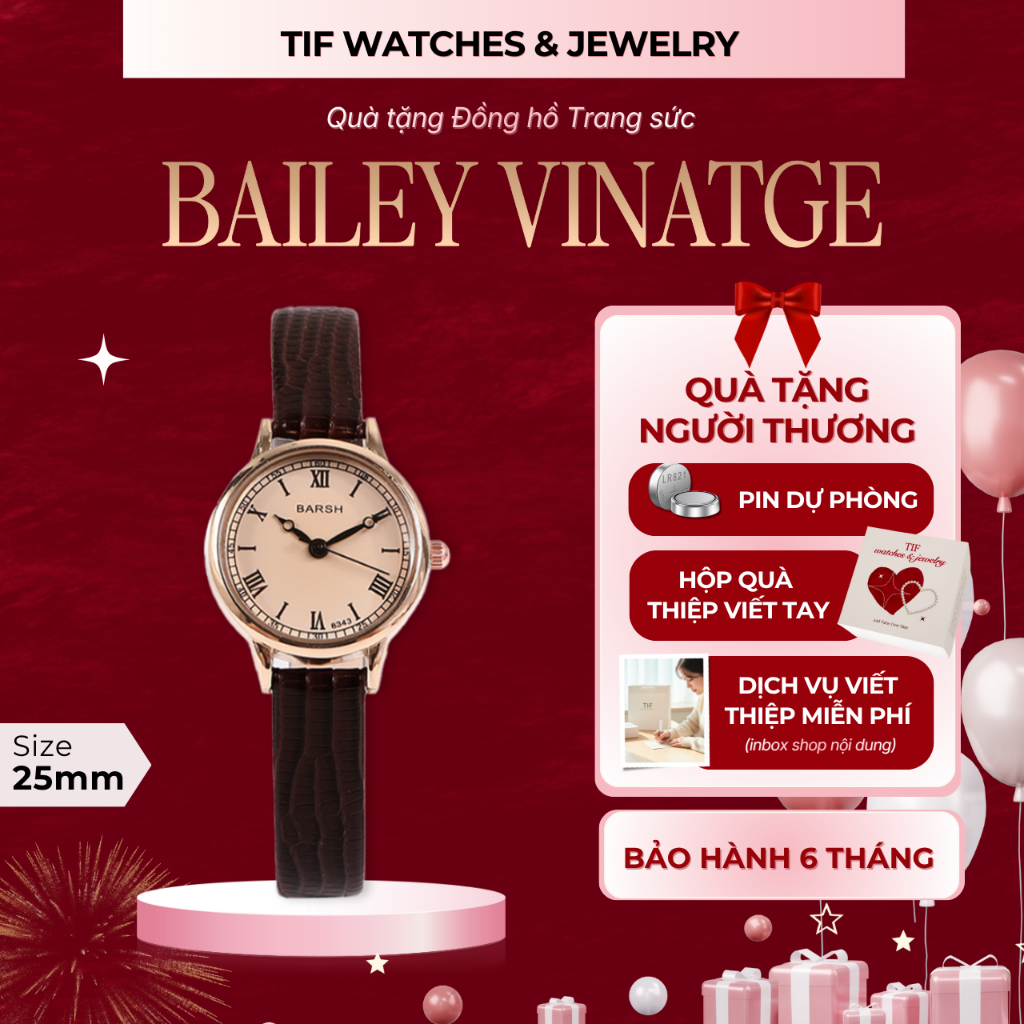 Đồng Hồ Nữ Tay Nhỏ Dây Da BAILEY Tif Watches Nhỏ Gọn Phong Cách Vintage ...