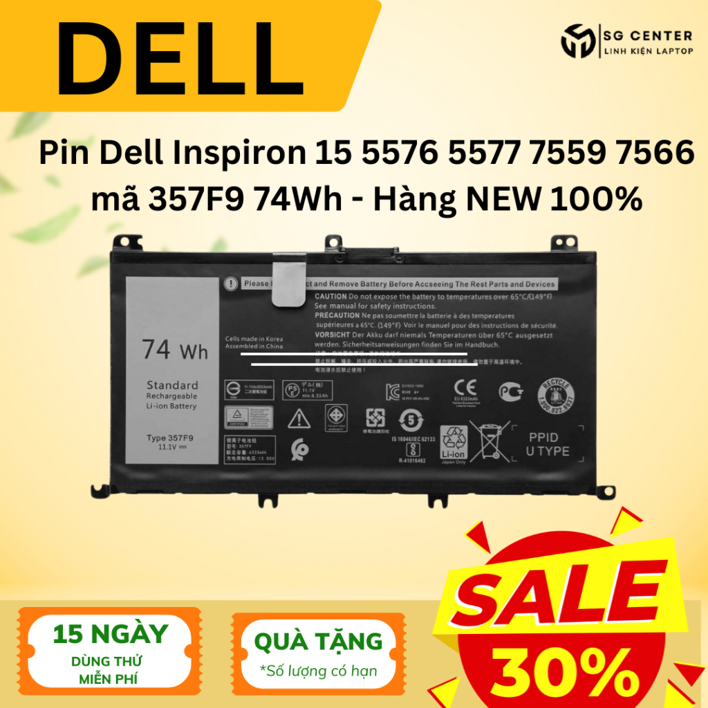 Pin Dell Inspiron 15 5576 5577 7559 7566 mã 357F9 74Wh - Hàng New 100% ...