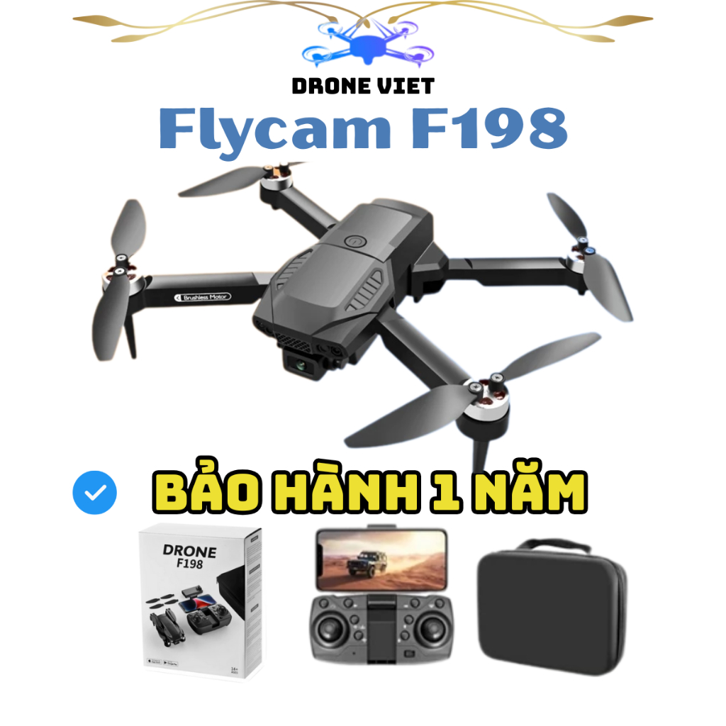 Máy Bay Flycam F198 Max, Drone camera 4K tay cầm màn hình Cảm Biến ...