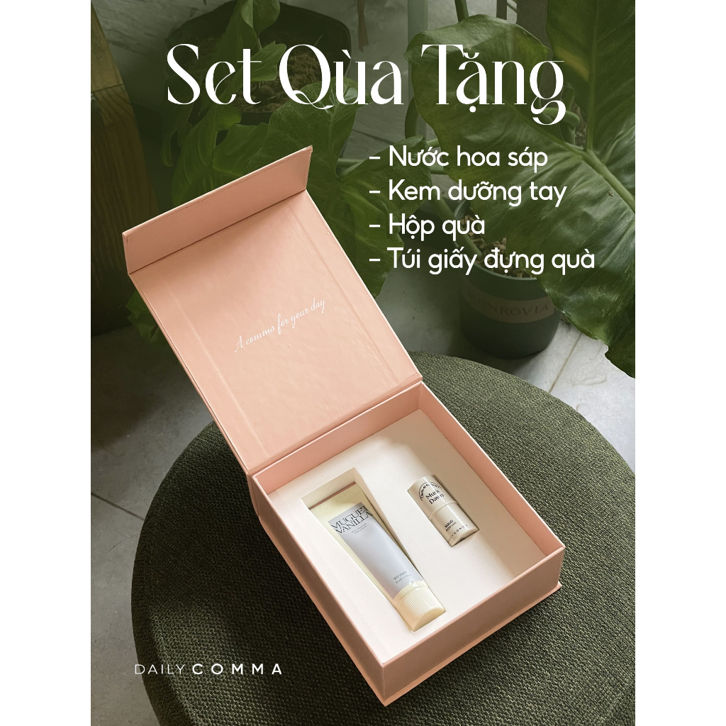 [SET QUÀ TẶNG] Daily Comma Nước hoa Sáp + Kem dưỡng da tay 50ml kèm túi ...