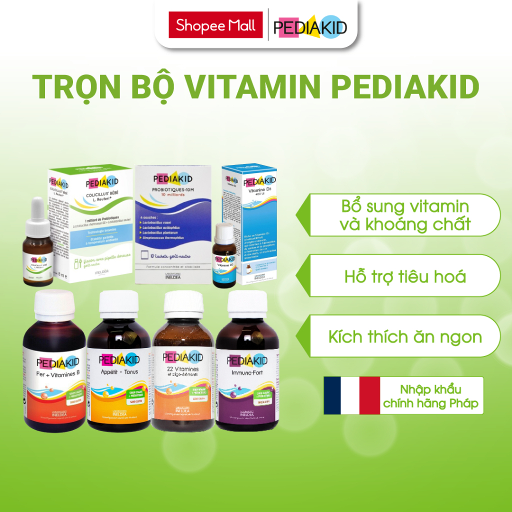 Trọn Bộ Vitamin Pediakid Cho Bé – 22 Vitamines, Appetit Tonus, Immuno Fort, D3 Thuần, Fer +B ...