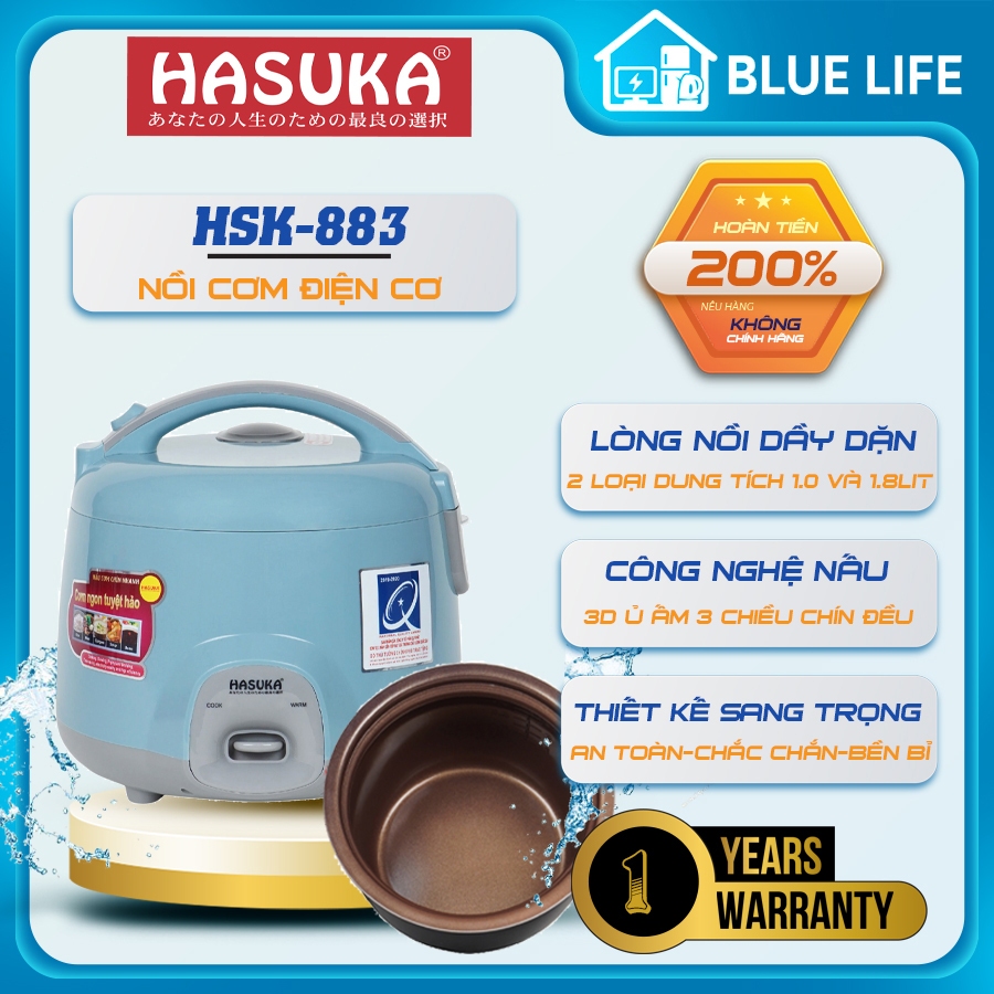 Nồi Cơm Điện HASUKA HSK-883, Lòng Nồi Dày Dặn - Chống Trầy Xước, Hàng ...