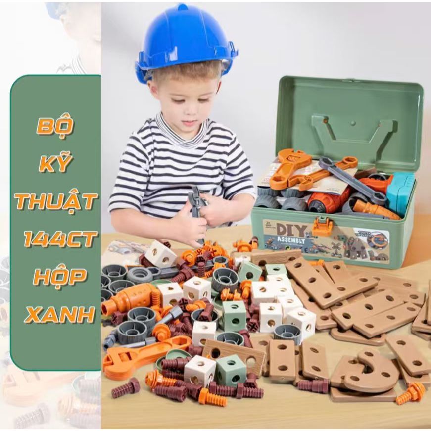 Đồ Chơi Lắp Ráp DIY BỘ KHỦNG LONG 144 Chi Tiết Cho Bé Có Hộp Dụng Cụ Kỹ ...