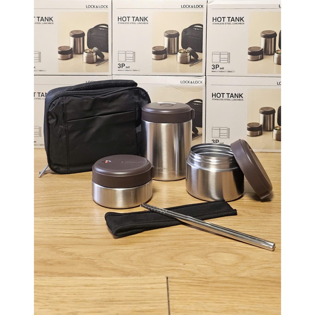 Bộ Hộp Cơm Giữ Nhiệt Văn Phòng LocknLock Lunch Box 3 Ngăn Kèm Túi Thìa ...