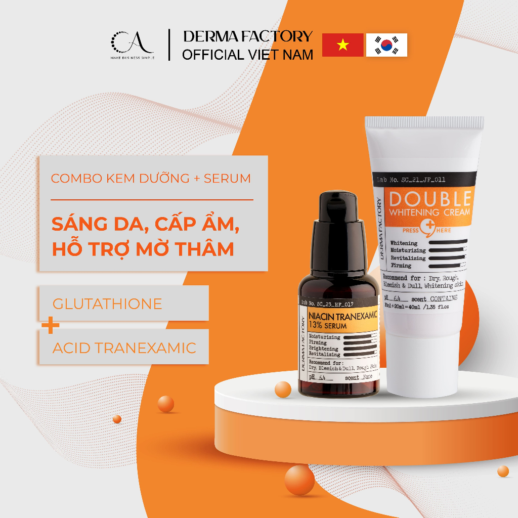 Combo dưỡng sáng da Derma Factory Serum Niacin Tranexamic 13% Và Kem ...