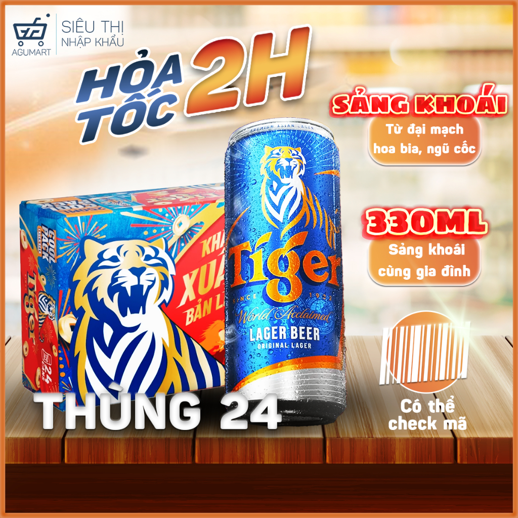 [HỎA TỐC - MẪU TẾT 2026] Bia Tiger nâu 330ml thùng 24 lon | Shopee Việt Nam