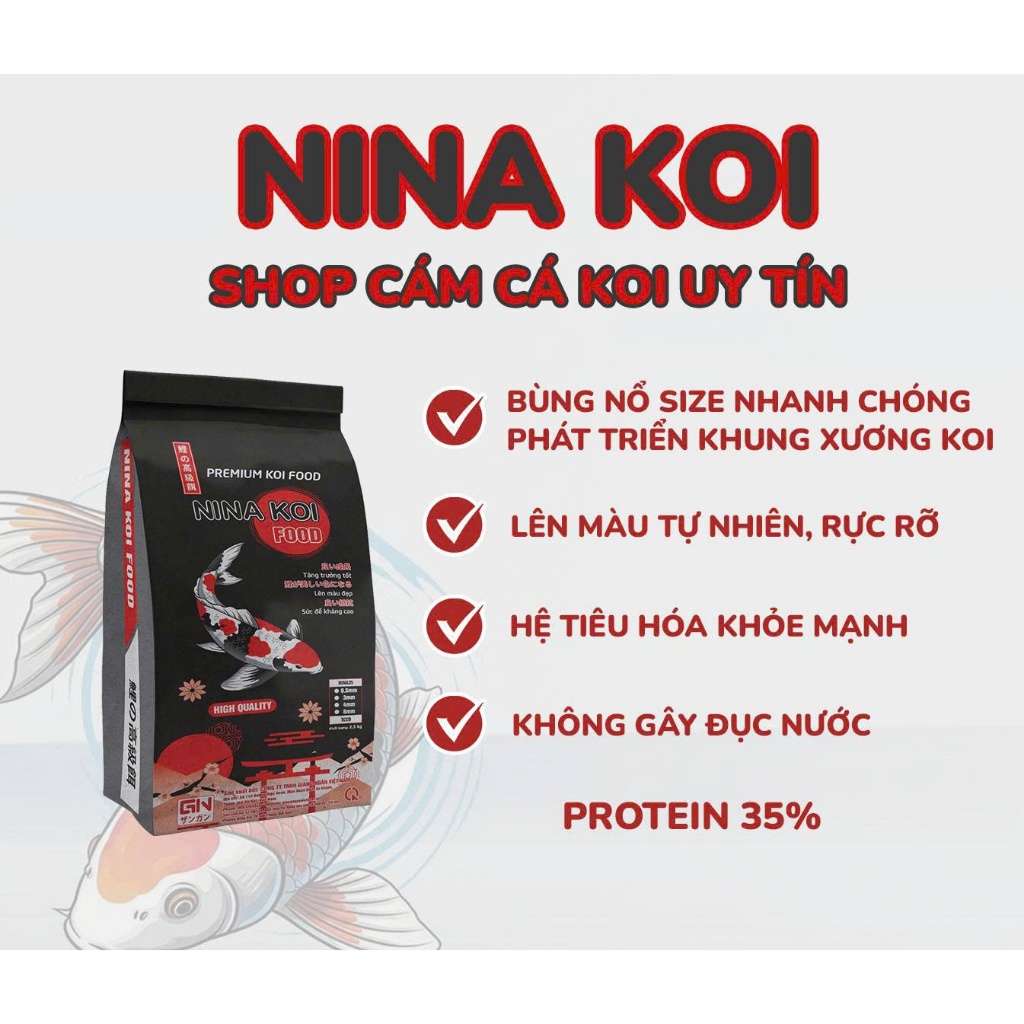 GiÁ HỦy DiỆt 10 Kg Cám Cá Koi Ninakoi Cám Cá Koi Tăng Màu Tăng Size