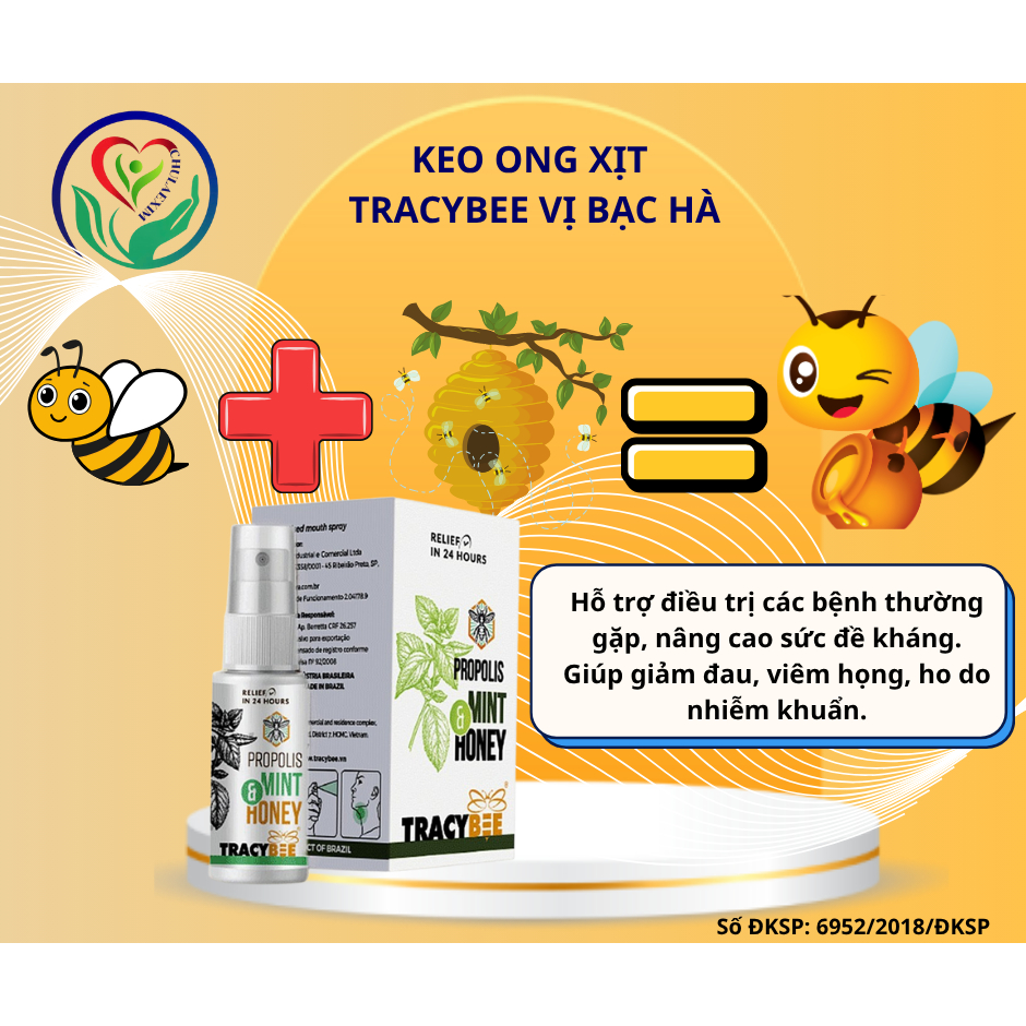Keo ong xanh Tracybee Propolis Mint & Honey vị bạc hà giúp giảm đau ...
