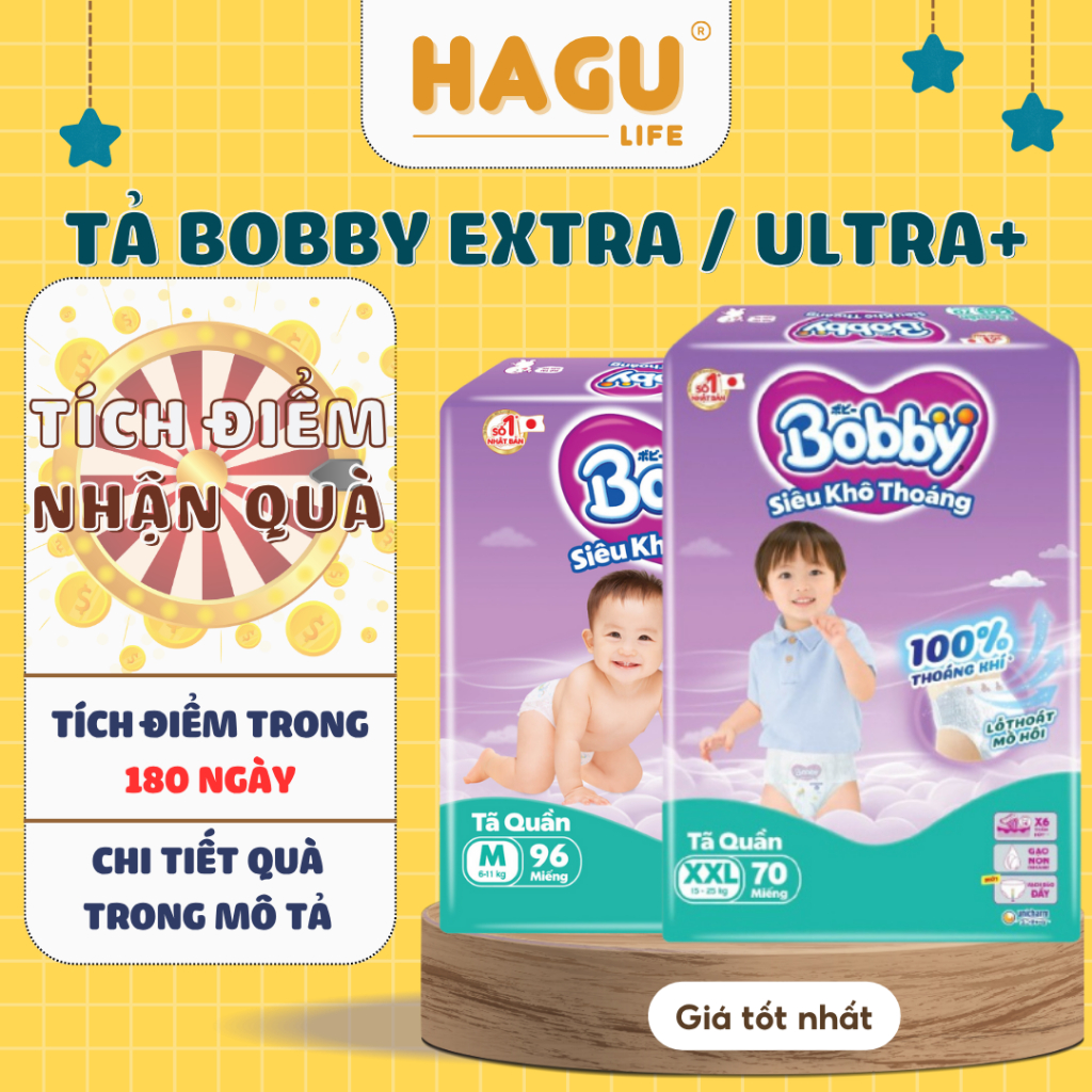Tã quần cao cấp BOBBY EXTRA SOFT DRY / BOBBY ULTRA+ siêu mềm M60/L52 ...
