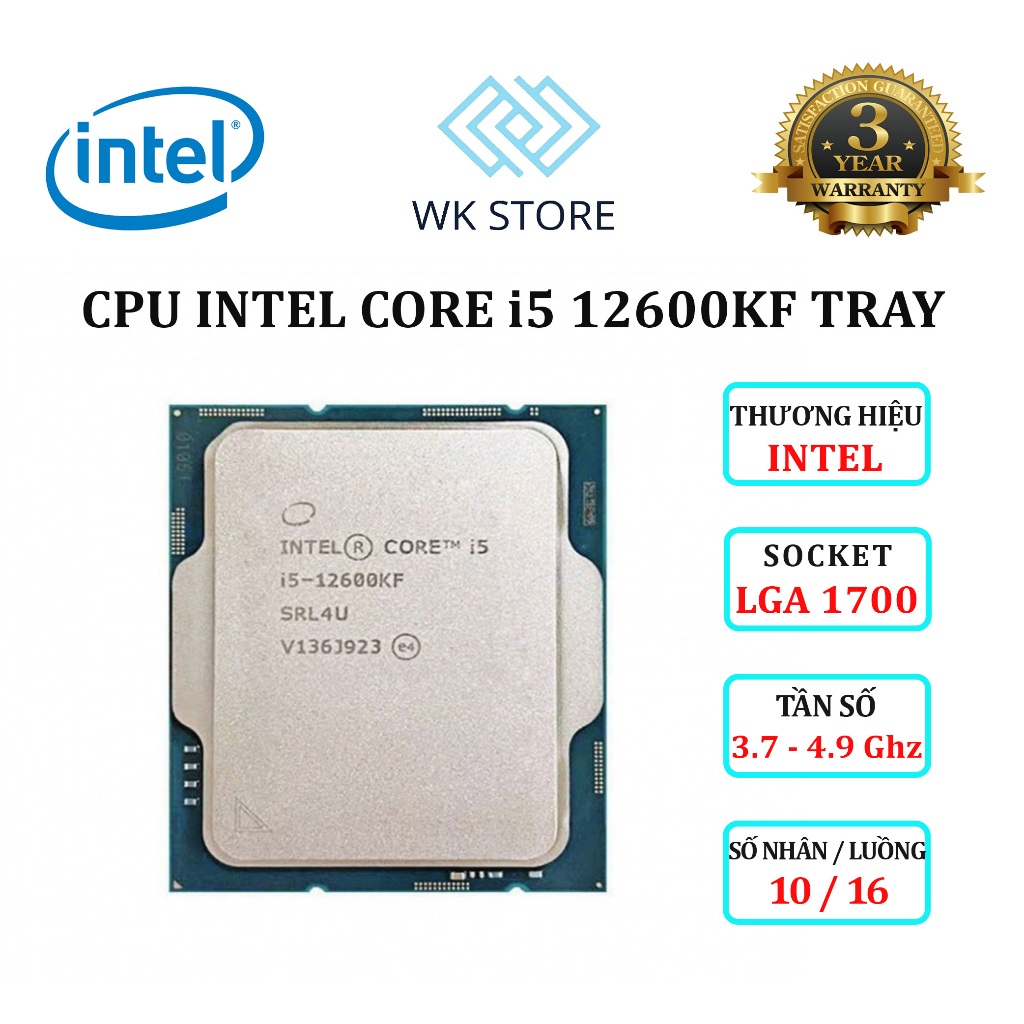 CPU Intel Core i5 12600KF TRAY NEW | Up to 4.9Ghz, 10 nhân 16 luồng ...