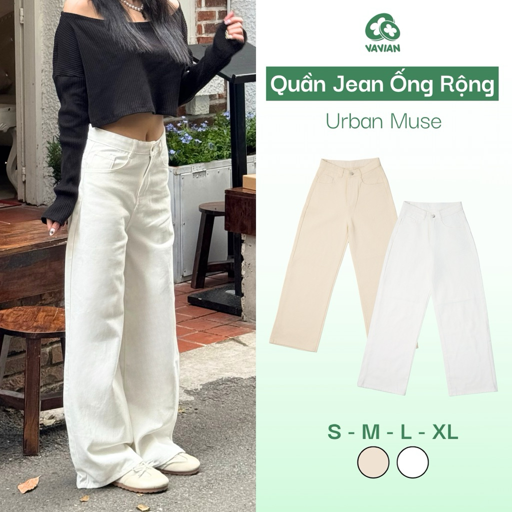 Quần JEANS ỐNG RỘNG màu TRẮNG- BE NHẠT- NÂU- ĐEN, ống loe form rộng 27 ...
