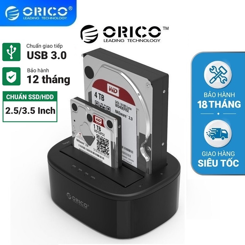 HDD Docking Đế đọc ổ cứng đôi USB 3.0 Orico 6228US3 ( 2 khe cắm ) dùng ...