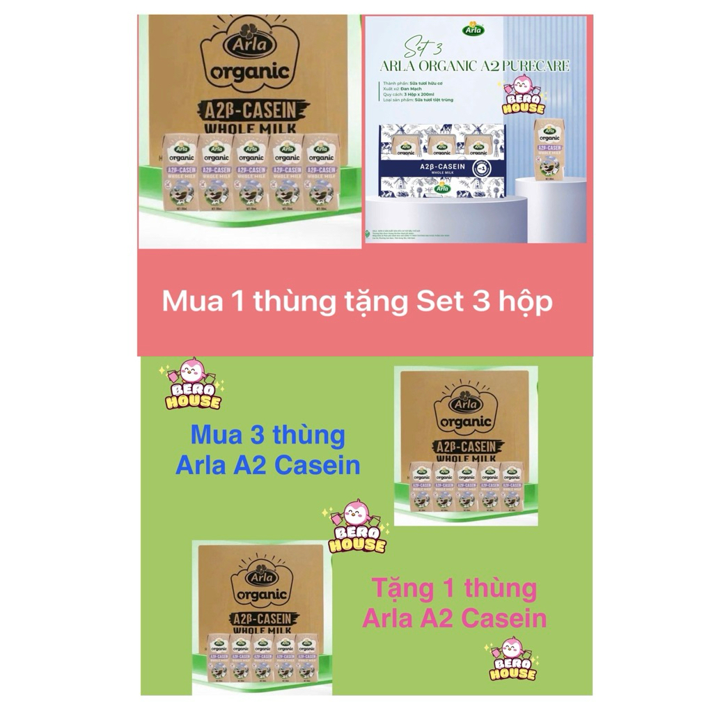 [Mua 3 tặng 1] Date05/2026 Sữa Nguyên Kem Hữu Cơ Arla Organic A2B-Casein Whole Milk 200ml Giàu ...