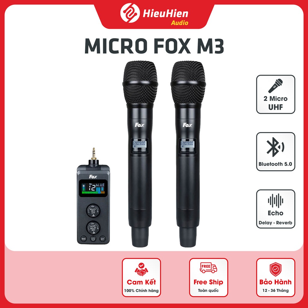 Micro Không Dây FOX M3 Chính Hãng – Mic Echo Delay Reverb Chuyên Nghiệp ...