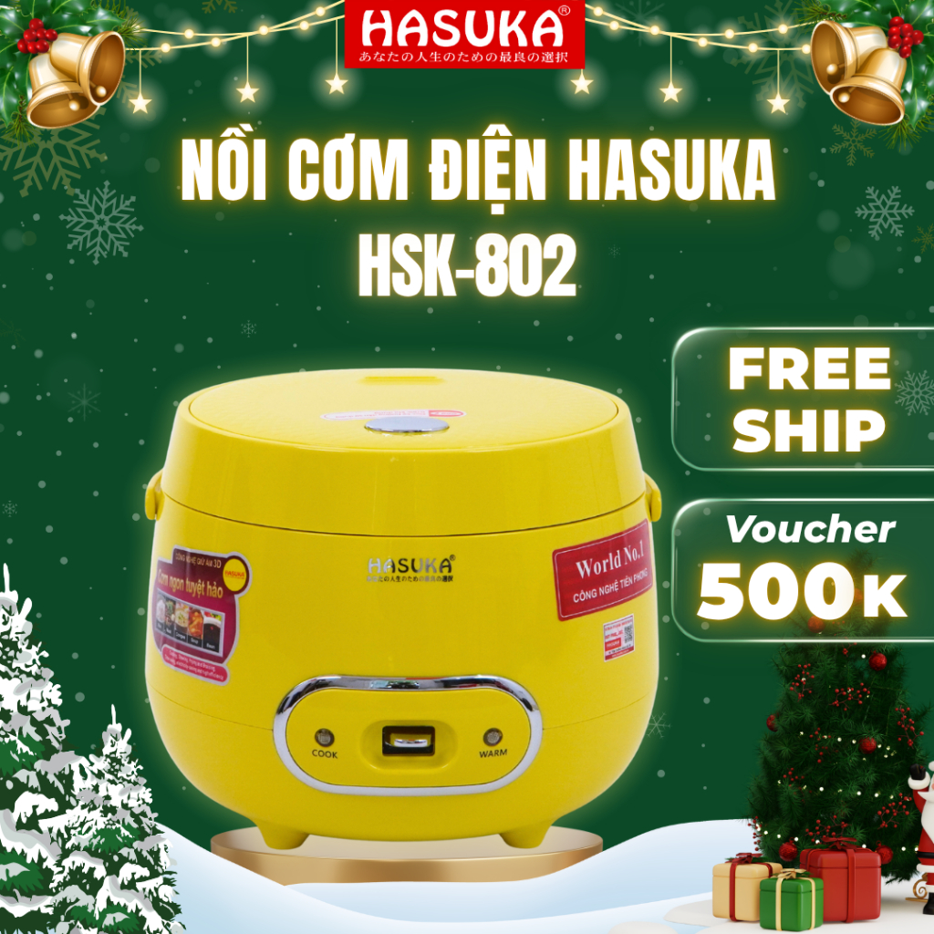 Nồi cơm điện mini HASUKA HSK-802 chống dính ceramic, nồi cơm điện 1.2L ...