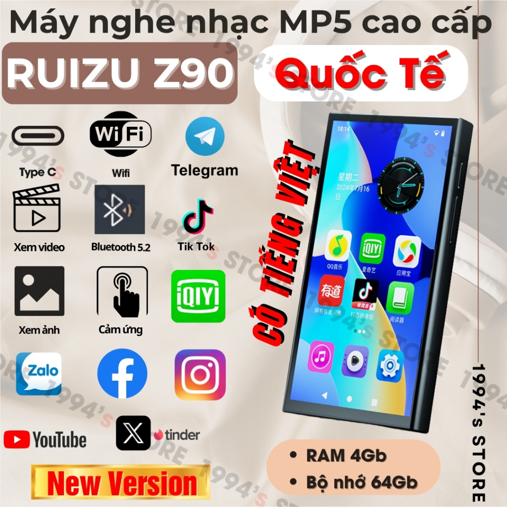 NEW VERSION Ruizu Z90, Ruizu H12 Máy Nghe Nhạc Android MP3/MP4/MP5 - Có ...