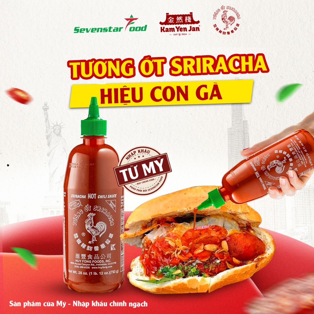 Tương ớt Sriracha HUY FONG Chính Hãng hiệu con gà | Sản xuất tại Mỹ ...
