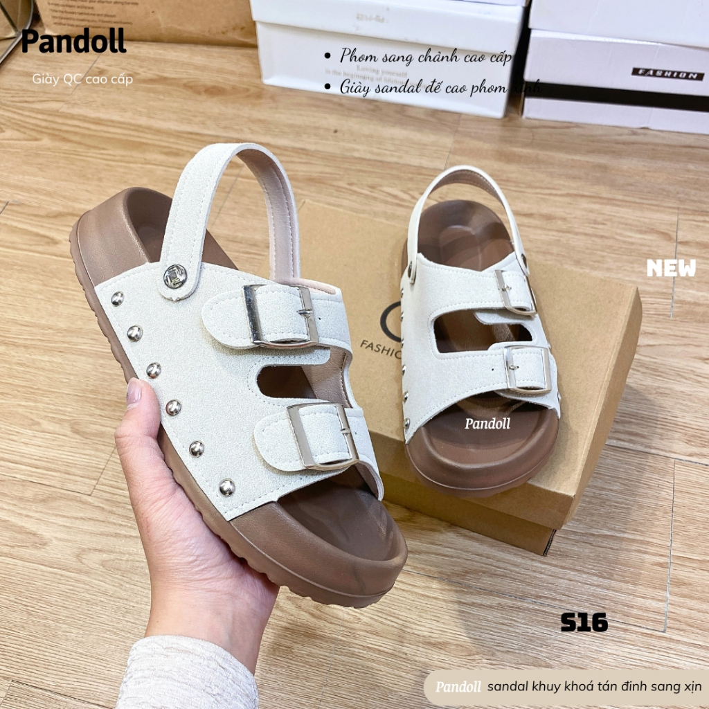 Sandal nữ QC quai ngang khuy khóa S.PM chất da mềm fullbox - Dép quai ...