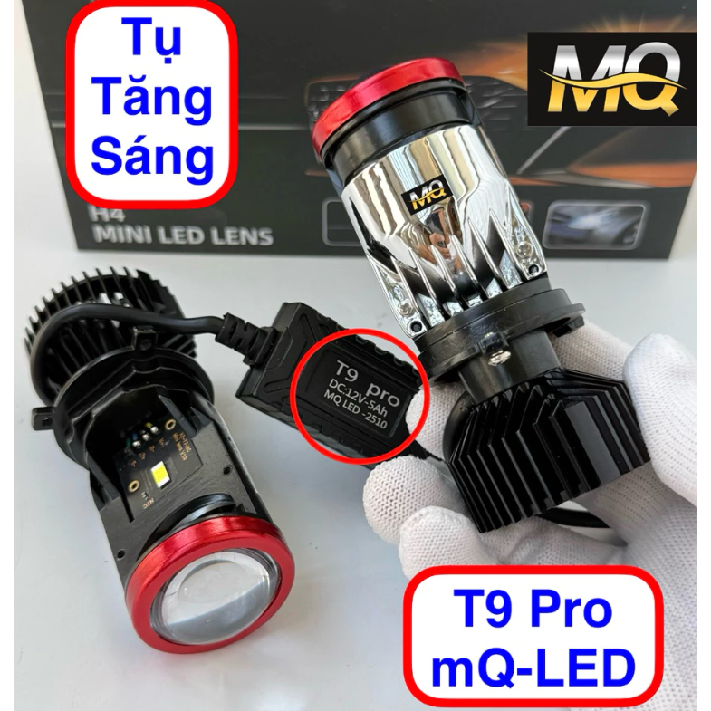 Đèn Pha Led Bi Cầu T9 Pro mQ - LED H4 ( Ko Lắp Điện Máy ) Cho Xe Máy ...