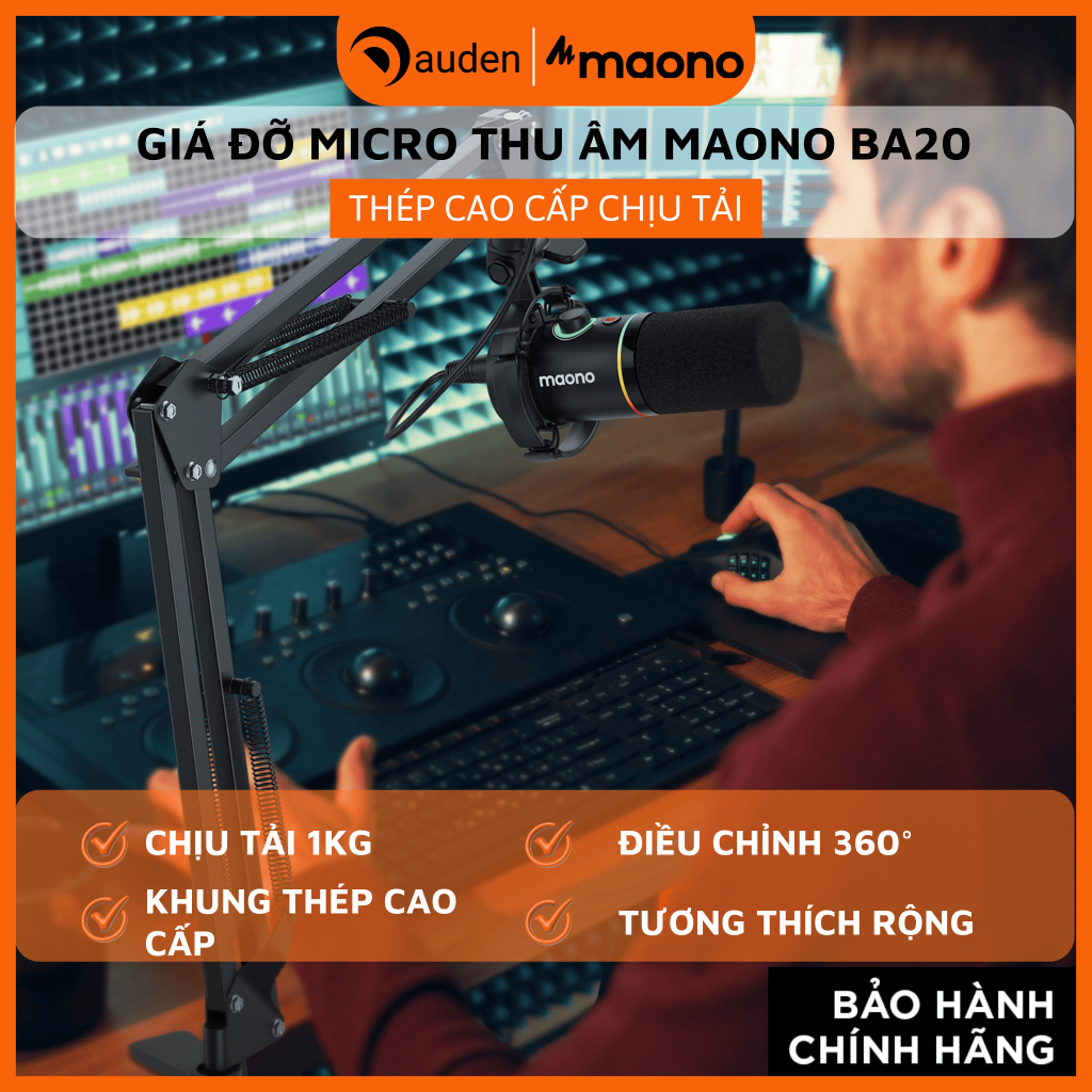 Tay đỡ Micro Maono BA20 Boom Arm kẹp bàn kim loại chịu tải 1kg xoay 360 ...