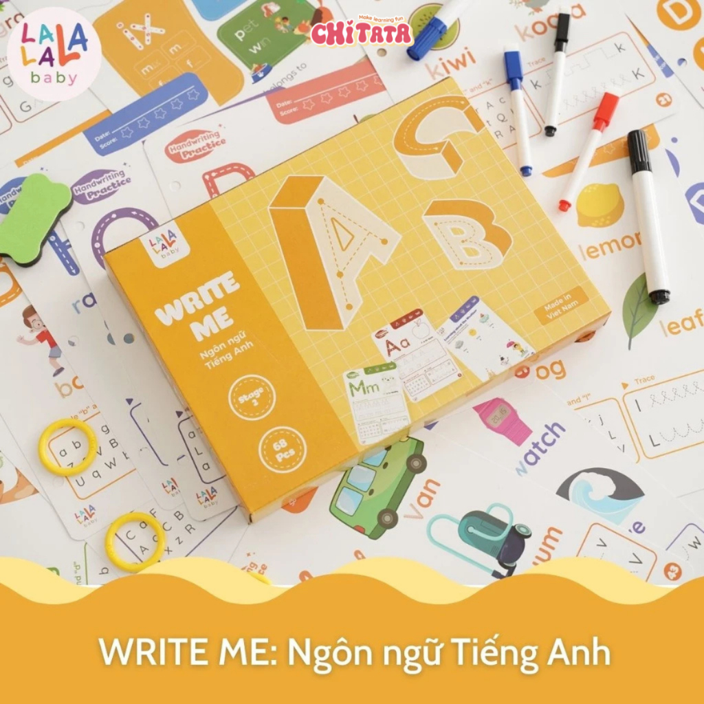 Đồ chơi tập viết cho bé tập tô vẽ xóa được Lalala baby kèm bút và mút ...