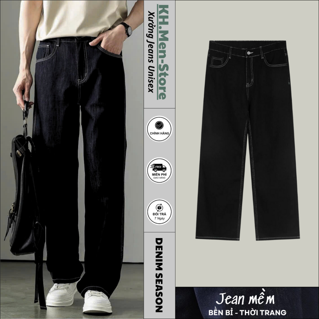 Quần Jeans Dài Ống Suông Rộng SR01, Cạp Cao Tôn Dáng Đủ Size Phong Cách ...
