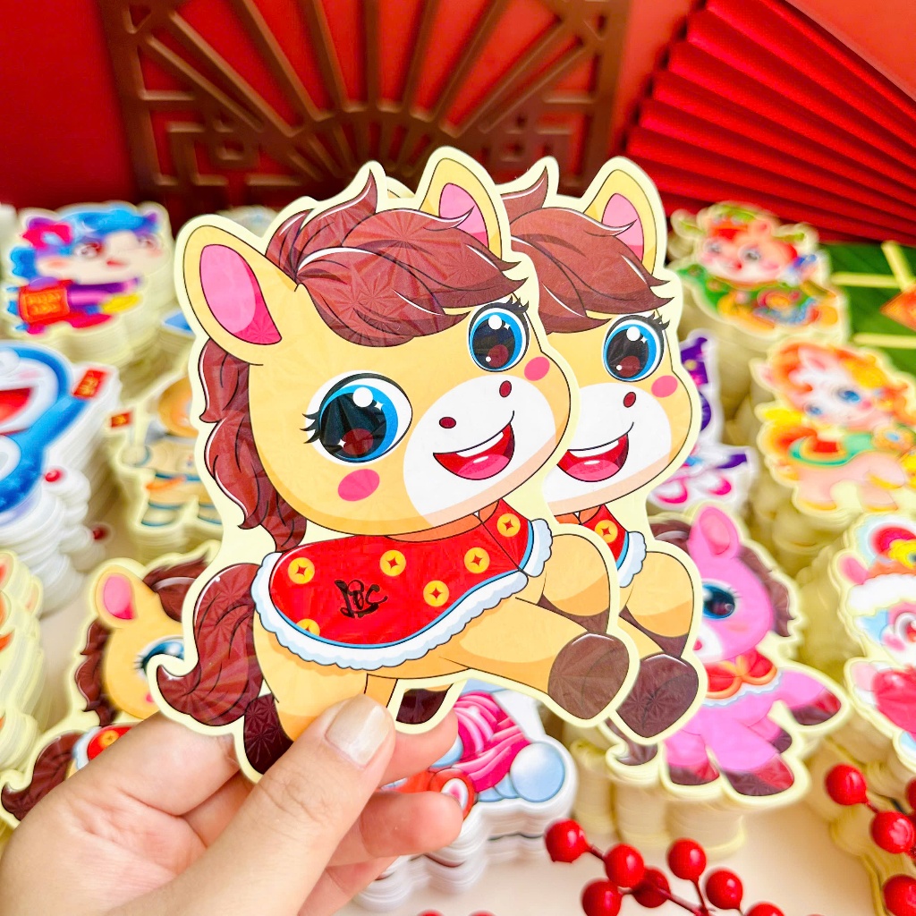 Bao Lì Xì ChiBi Mẫu Mới Hottrend 2026 Ngựa Cute Giấy Bìa Cứng Bóng Phản ...