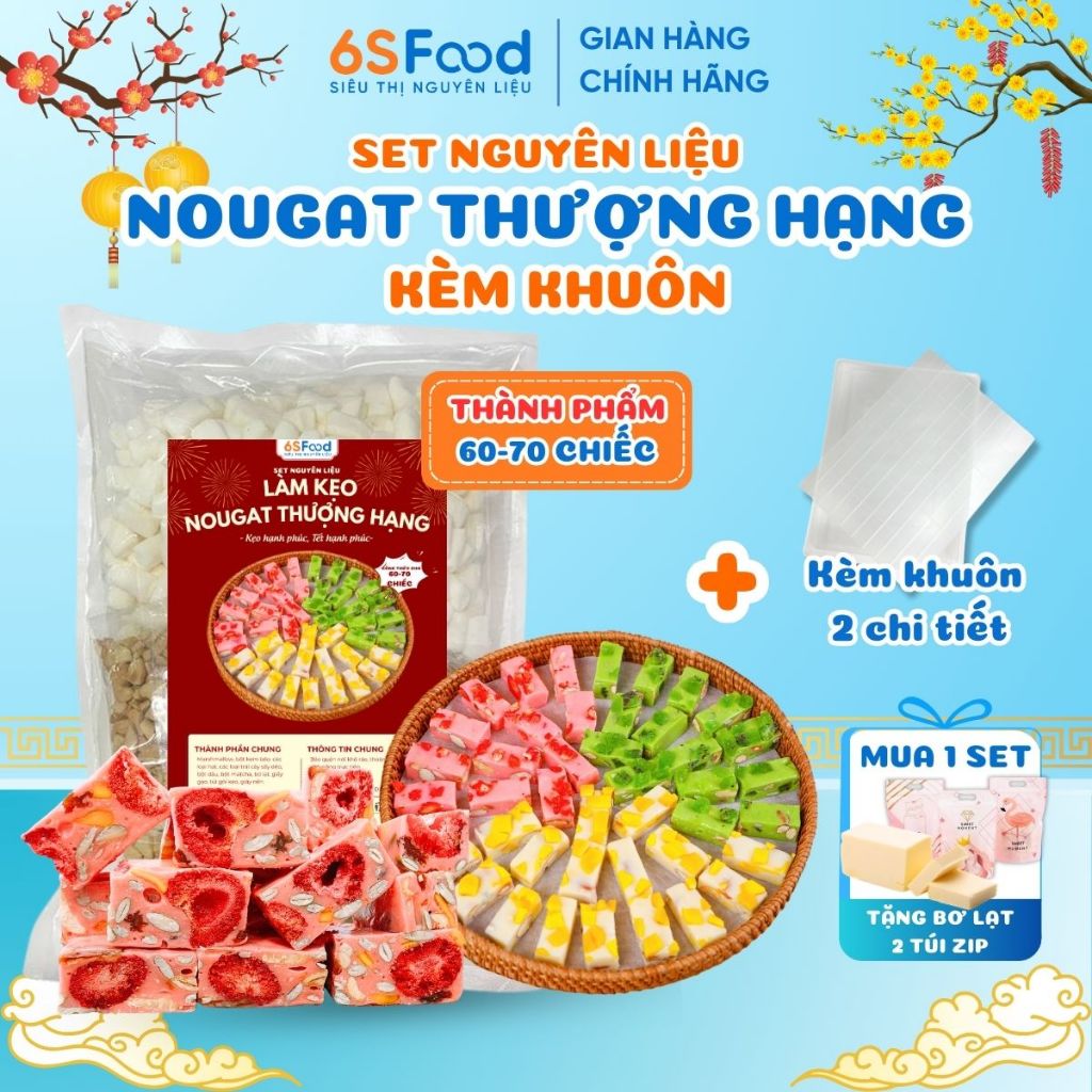 Set Làm Kẹo Nougat Thượng Hạng Kèm Khuôn Mix 3 Vị Dâu, Matcha, Sữa Hạt ...