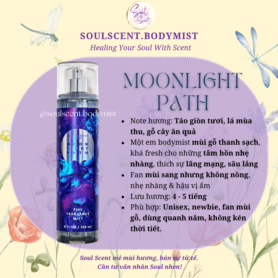 MOONLIGHT PATH Body mist xịt thơm toàn thân Bath & Body Works mùi phấn ...