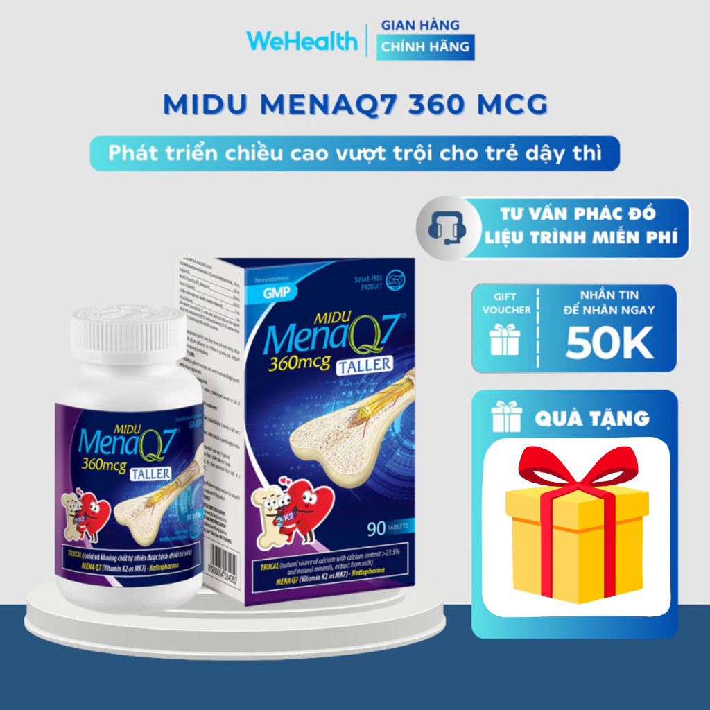 Midu MenaQ7 360mcg (90 viên) – Hỗ trợ chắc khỏe xương và phát triển ...