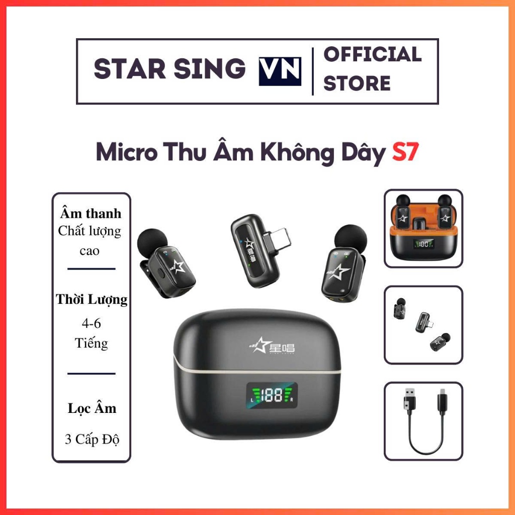 Micro Thu Âm Không Dây S7 Cài Áo Nhỏ Gọn 15 Giờ iOS & Android Phạm Vi ...
