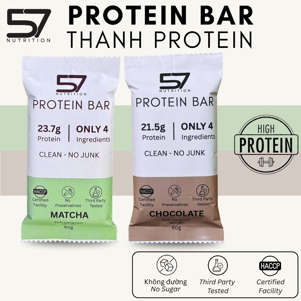 THANH PROTEIN BAR 60g | 22g PROTEIN | 57 Nutrition | Shopee Việt Nam