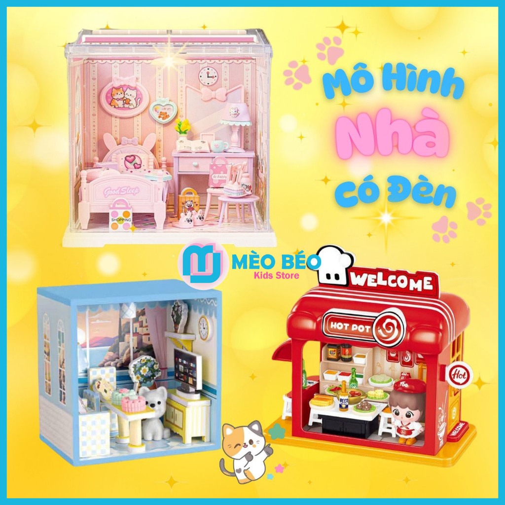 Đồ Chơi Lắp Ráp Nhà, Mô Hình Nhà Mini Tự Lắp Ráp, Nhà Búp Bê Có Đèn ...