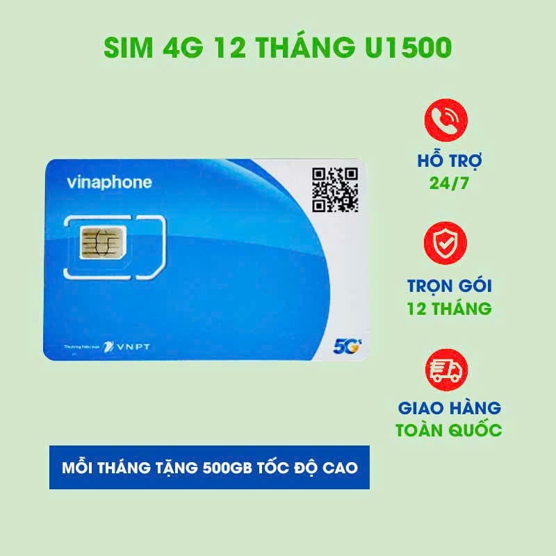 sim vina U1500 ,sim tốc độ cao có 6000G xài trong 1 năm | Shopee Việt Nam