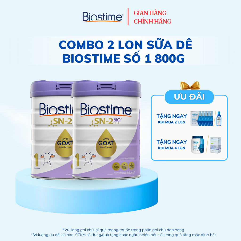 Combo 2 lon Sữa Dê Biostime Ultra Goat cải thiện tiêu hóa tăng cường ...