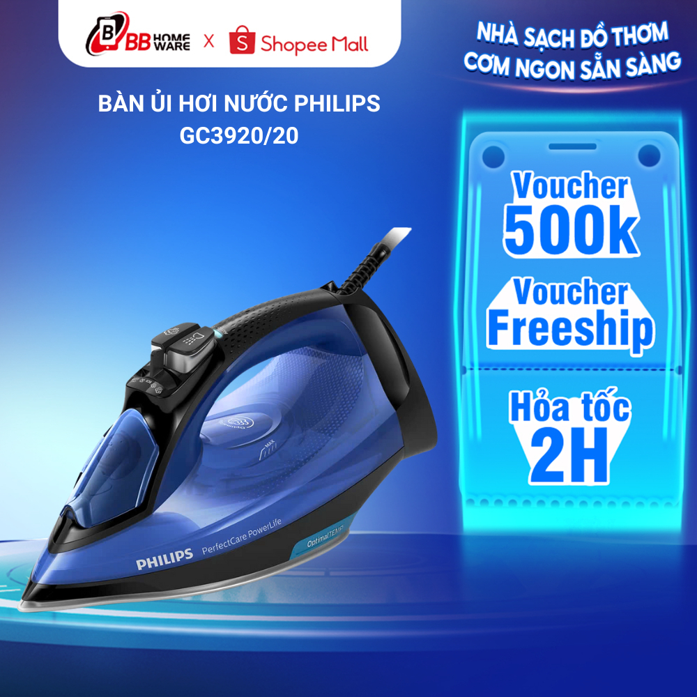 Bàn Ủi Hơi Nước PHILIPS GC3920/20 | 2500W | Bàn Ủi Tự Điều Chỉnh Nhiệt ...