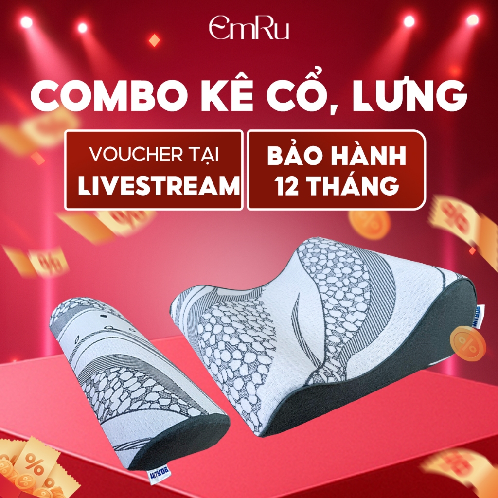 Combo Gối Kê Cổ và Gối Đệm Kê Lưng - Hỗ Trợ Giảm Đau Thoát Vị Đĩa Đệm ...