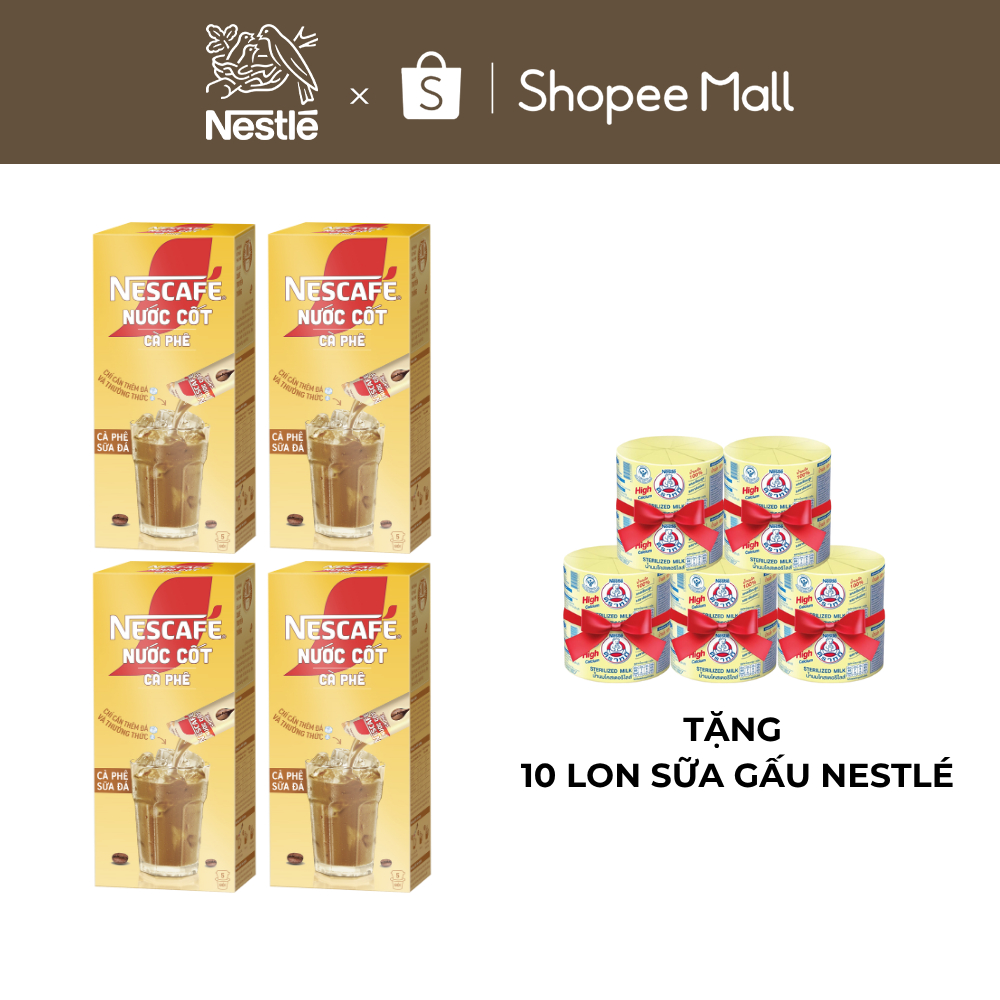 [TẶNG 10 LON SỮA GẤU NESTLÉ] COMBO 4 HỘP NƯỚC CỐT CÀ PHÊ NESCAFÉ - CÀ ...