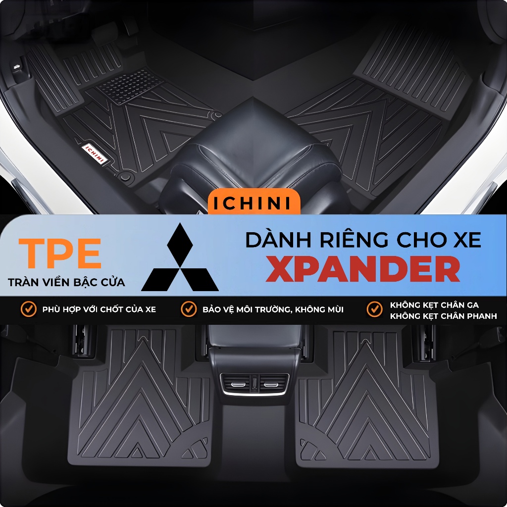 Thảm lót sàn Xpander 2018-2025 tràn viền bậc cửa TPE, bao trọn thành xe ...