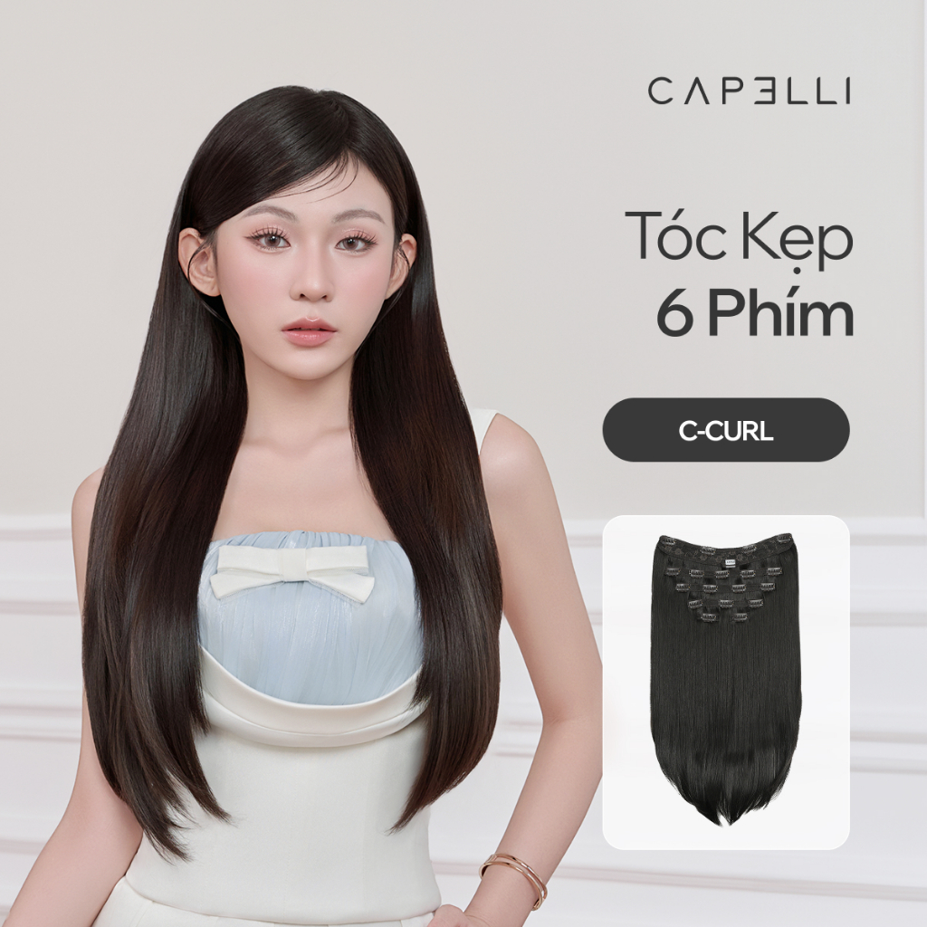 Bộ Tóc Kẹp 6 Phím CAPELLI Cúp C-Curl 40-50cm | Shopee Việt Nam