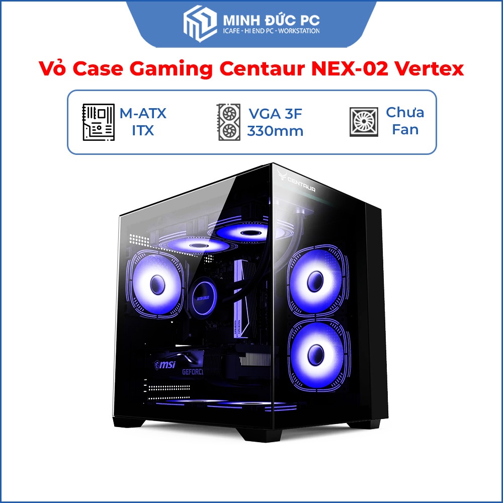 Vỏ Case Gaming Centaur NEX-02 Vertex (Trắng và Đen) - M-ATX, Hỗ trợ Tản ...