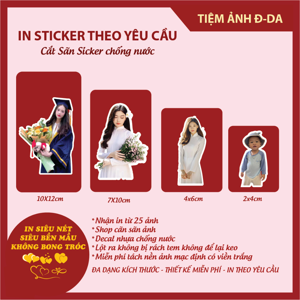 In Sticker ảnh theo yêu cầu combo 20 hình, Tặng 5 hình, In ảnh, Decal ...