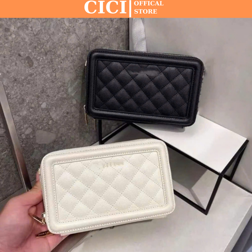 Túi ví nữ, túi hộp cầm tay trần trám size 18 full box (c105-1) | Shopee ...