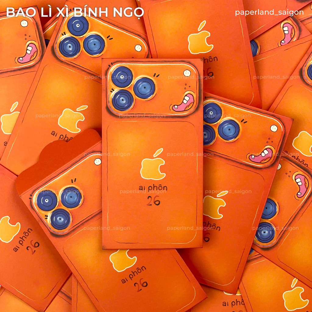 SET 5 CÁI | BAO LÌ XÌ TẾT BÍNH NGỌ AI-PHONE 26 | giấy kraft dày cao cấp ...